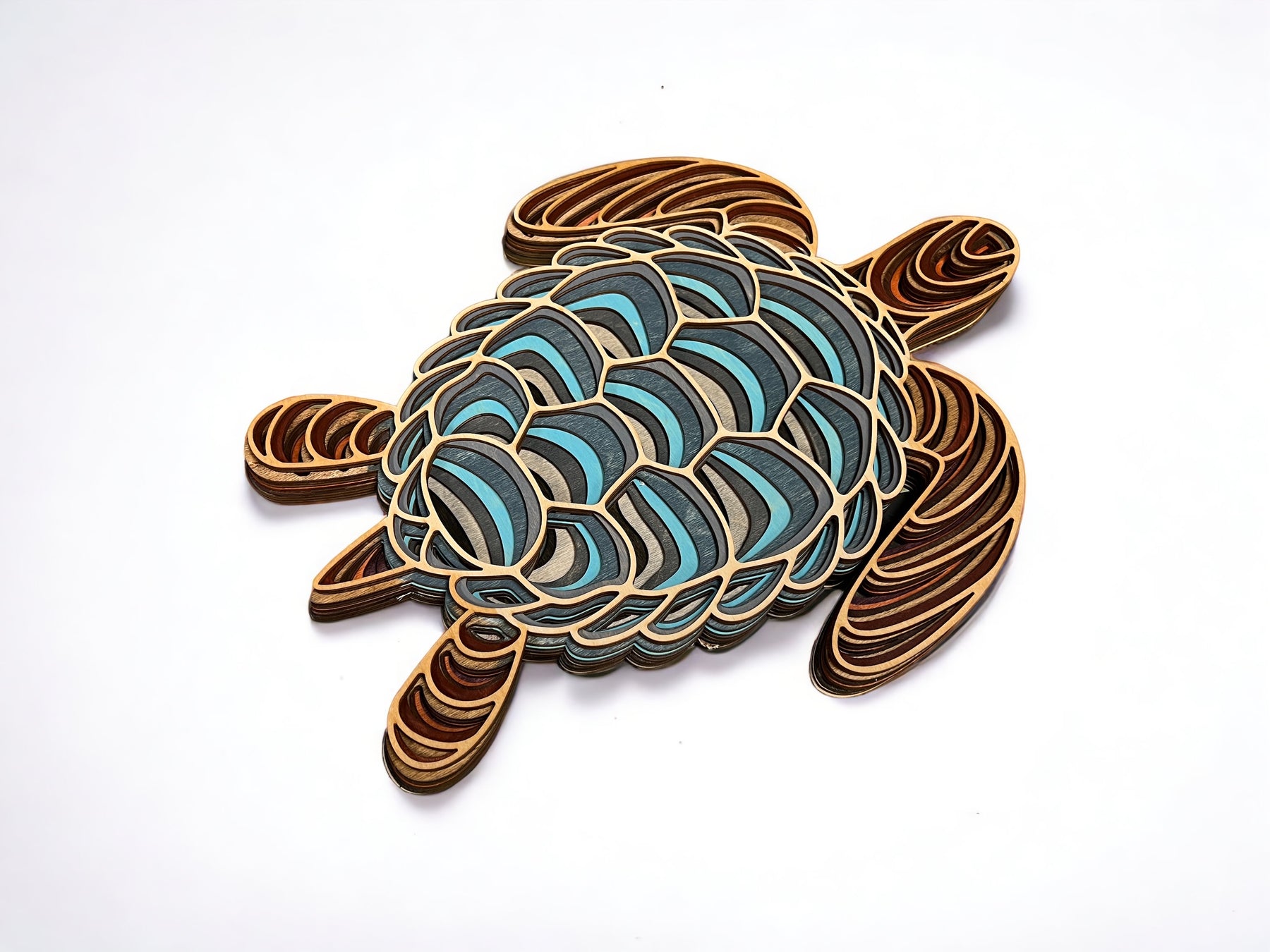 Wall Decoration Sea Turtle Layer Wood Art Mandala 3D Art Multilayer Ar ...